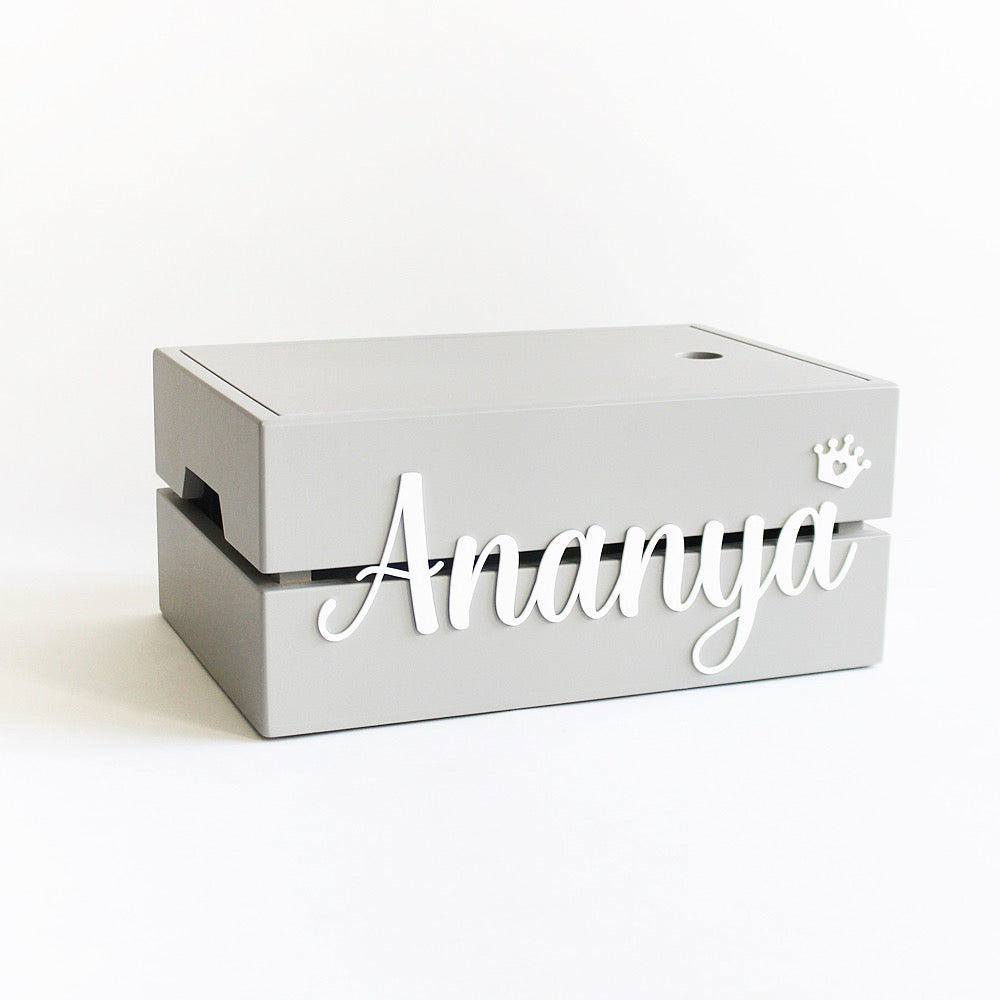 Personalized Name Box Cursive - Grey – The Tiny Trove