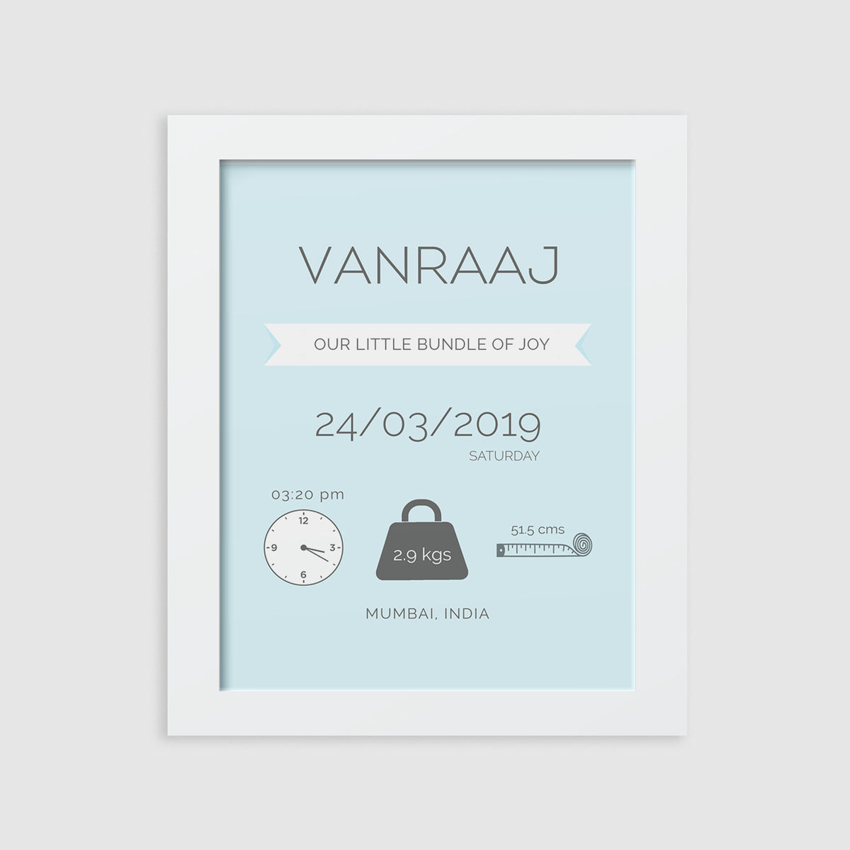Modern Birth Statistics Frame | The Tiny Trove