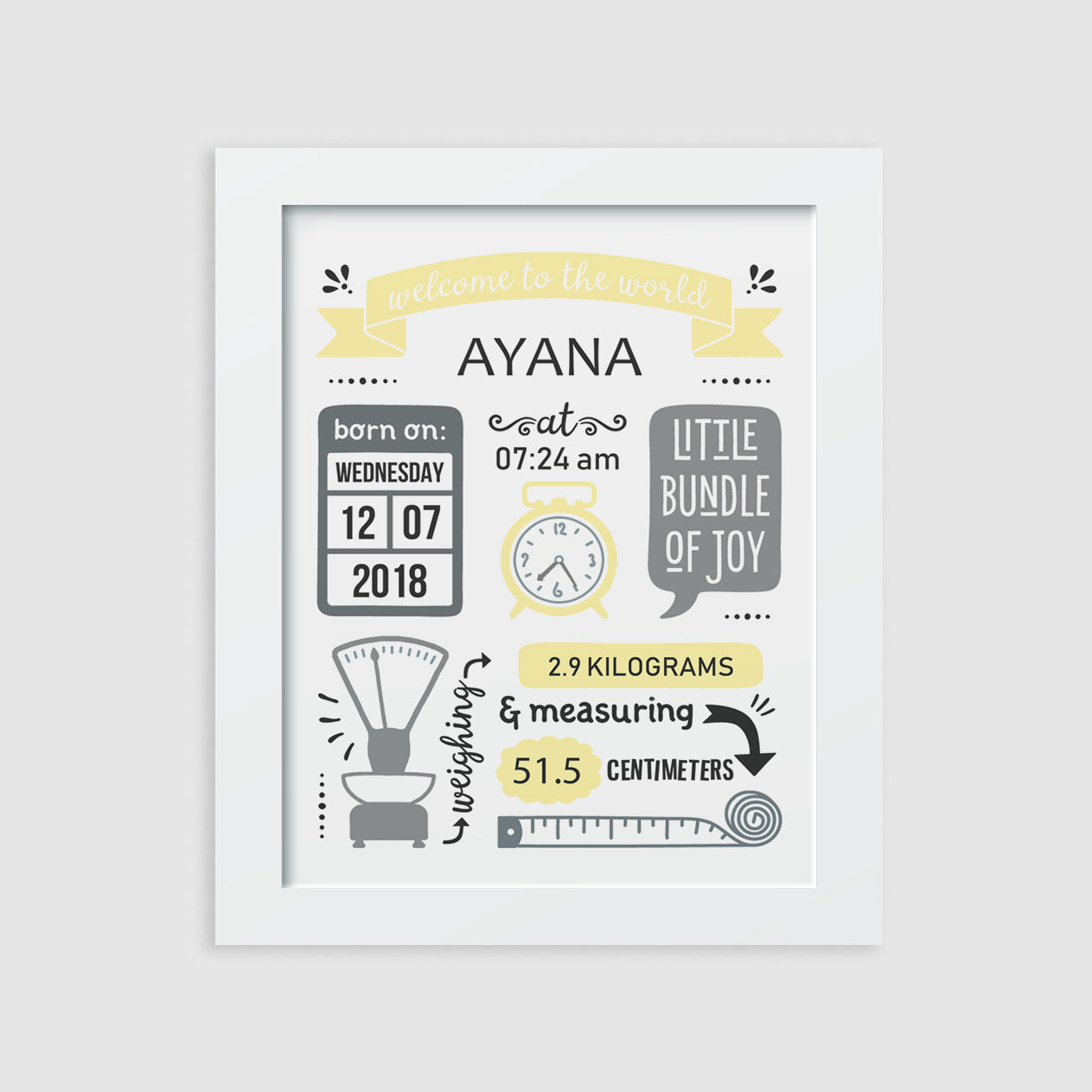 Retro Birth Statistics Frame | The Tiny Trove